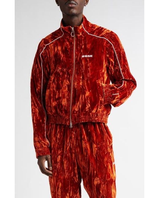 Martine Rose Shrunken Crushed Velvet Track Jacket in Red for Men | Lyst