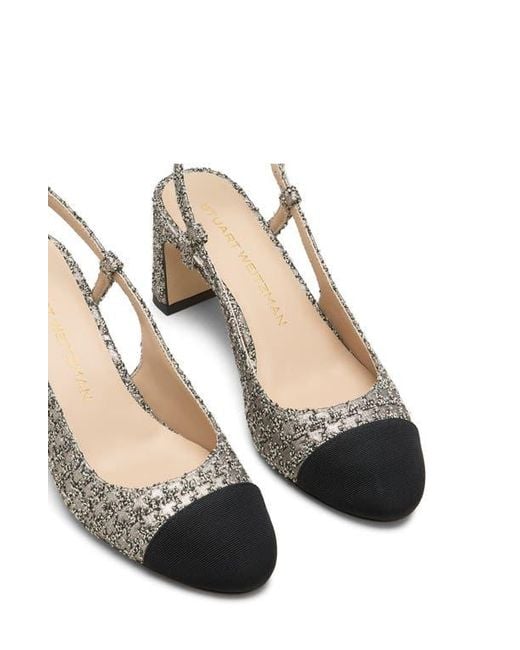 Stuart Weitzman Babette Cap Toe Slingback Pump in Natural | Lyst