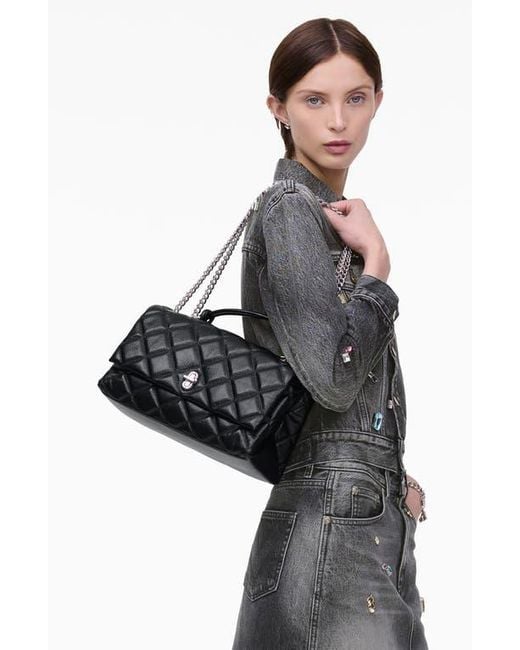 Marc Jacobs The Dual Chain Diamond Quilted Convertible Leather Shoulder Bag in Black | Lyst