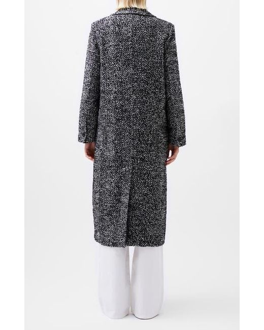 French Connection Herringbone Wool-Blend Notched Coat in Black | Lyst
