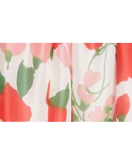 Carolina Herrera Chain Strap Floral Silk Gazar Halter Gown in Red | Lyst