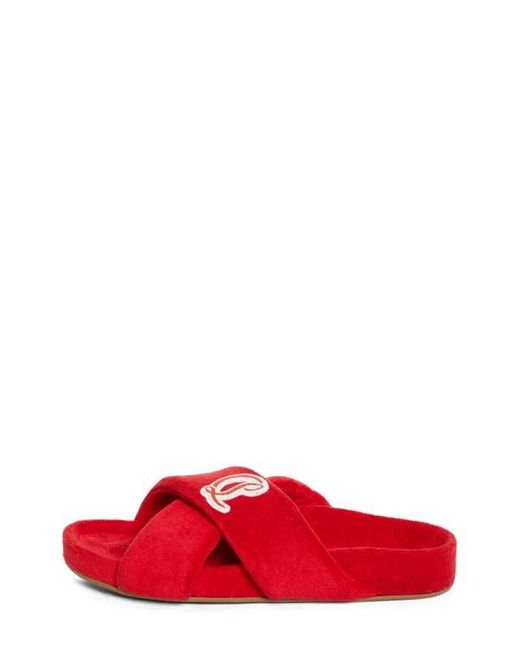 Christian Louboutin Bizzu Logo Patch Slide Sandal in Red for Men | Lyst