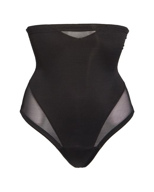 Tc Fine Intimates Sheer Inset High Waist Shaper Thong in Brown | Lyst