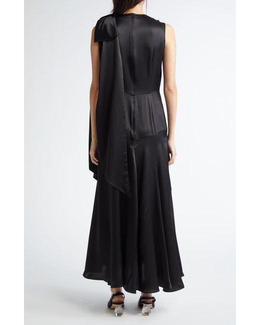 Simone Rocha Bow Shoulder Silk Satin Dress in Black | Lyst