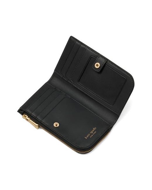 Kate Spade Small Devin Saffiano Leather Bifold Wallet in Black | Lyst