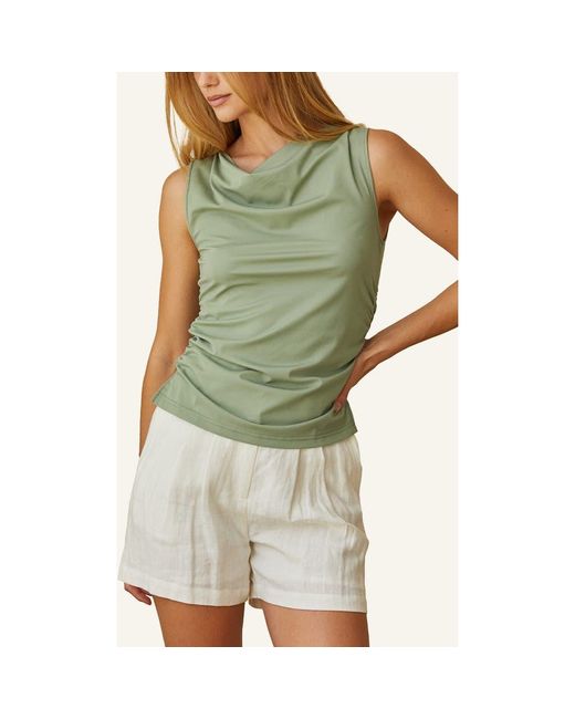 Crescent Shirred Knit Top in Green | Lyst