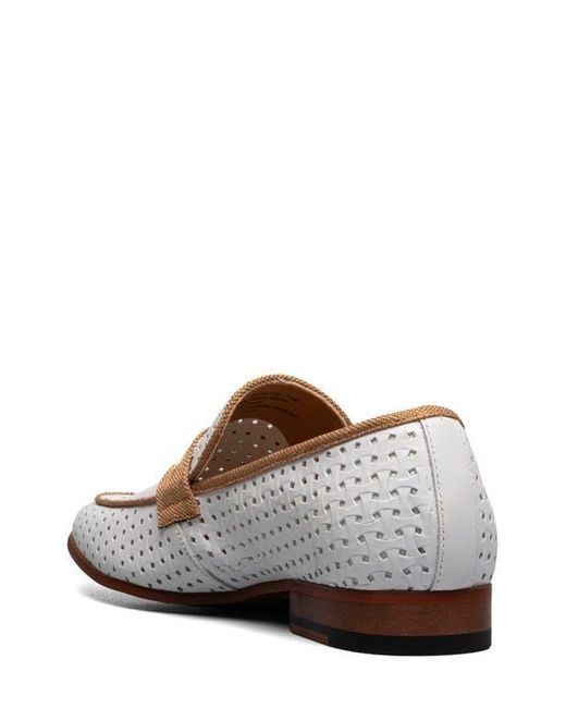 Stacy Adams Winstead Saddle Penny Loafer in White for Men | Lyst