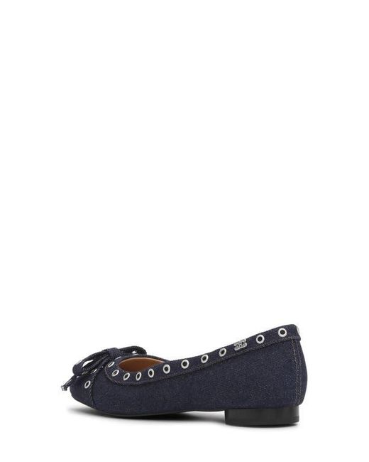Ganni Eyelets Bow Ballet Pump in Blue | Lyst
