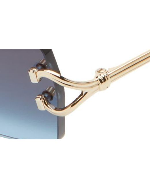 Cartier 56Mm Rimless Rectangular Sunglasses in Blue for Men | Lyst