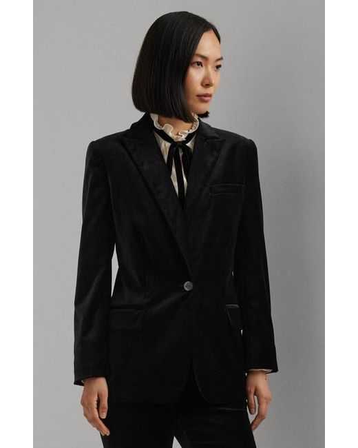 Ralph Lauren Stretch Velour Blazer in Black | Lyst