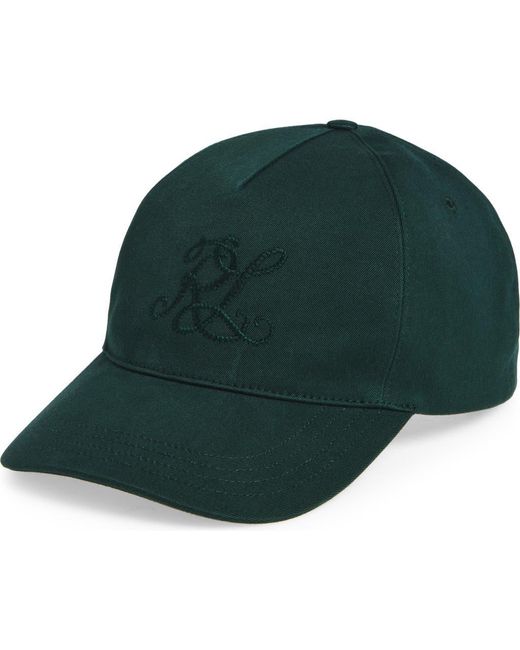 Ralph Lauren Monogram Twill Baseball Cap in Green for Men | Lyst
