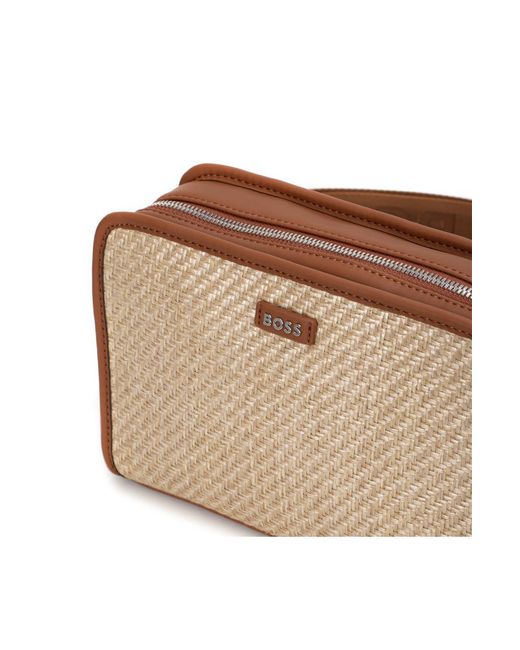 BOSS Sandy Raffia Crossbody Bag in Natural for Men | Lyst
