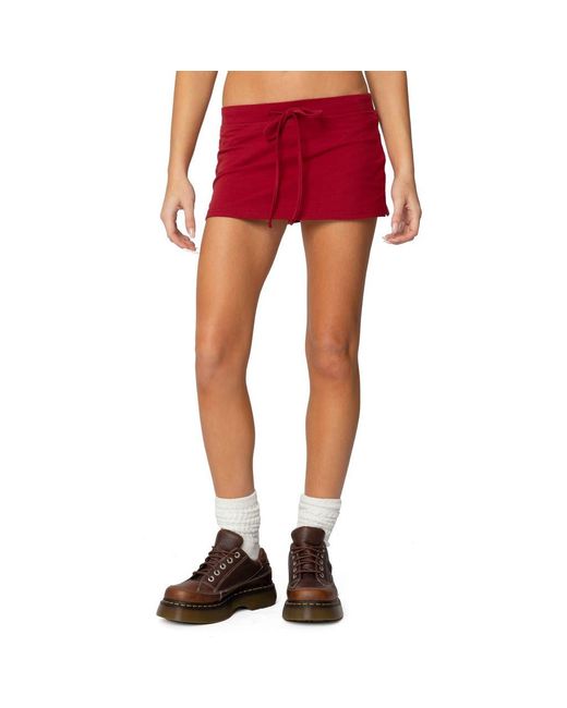 Edikted Bayside Stretch Cotton Micro Skort in Red | Lyst