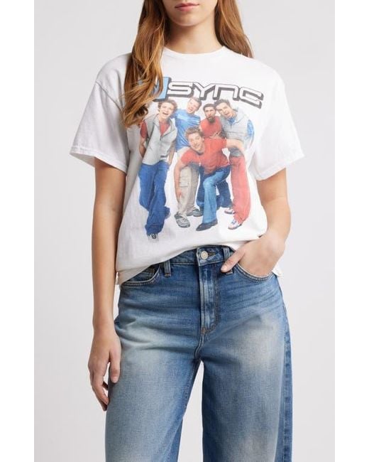 Junk Food Oversize Nsync Boyfriend Graphic T-Shirt in White | Lyst