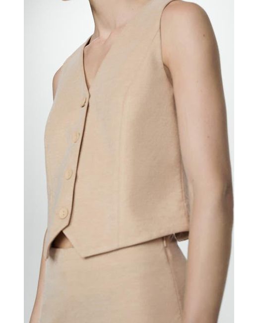 Mango Vest in Natural | Lyst