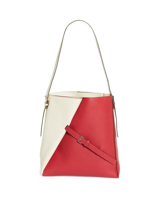 Marni Reverse Leather Hobo Bag in Red | Lyst