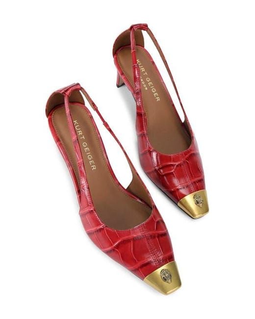 Kurt Geiger Regent Croc Embossed Cutout Pump in Red | Lyst
