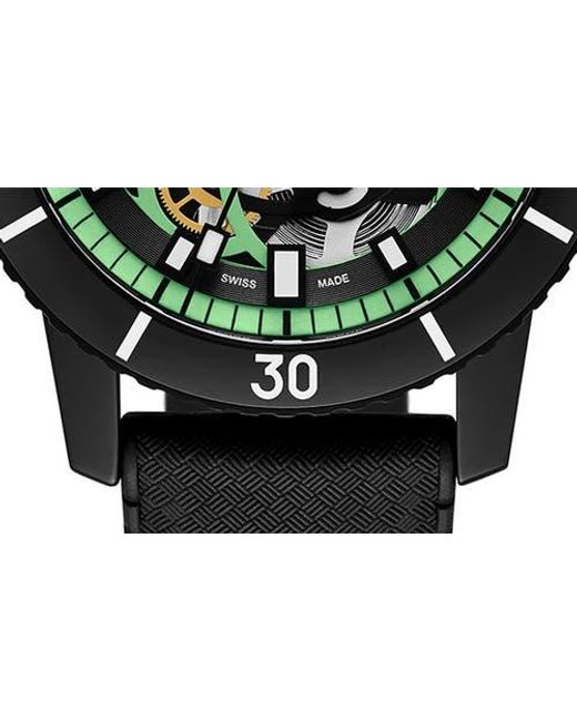 Zodiac Compression Diver Skeleton Rubber Strap Watch, 40Mm in Black for ...