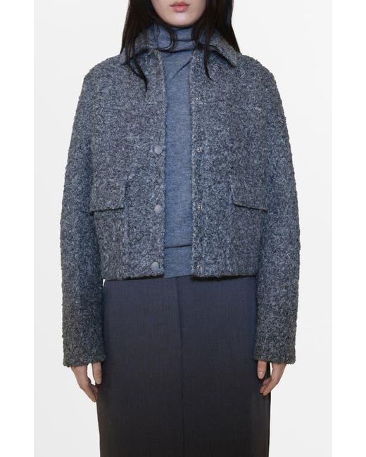 Mango Bouclé Cargo Jacket in Blue | Lyst