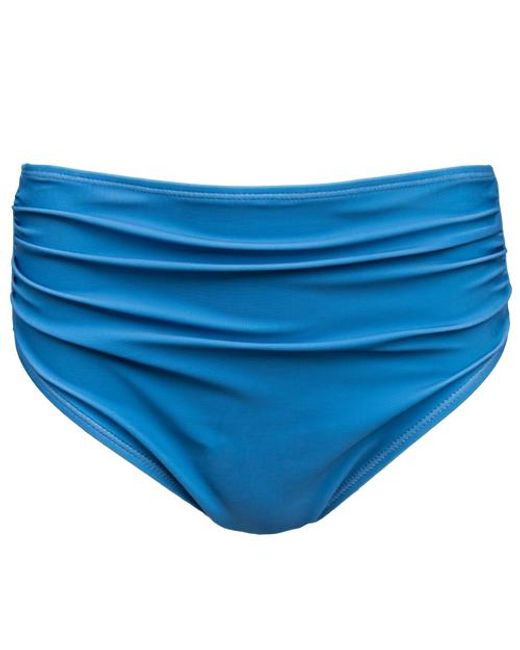 Nanis High Leg Ruched Swim Bottom in Blue | Lyst
