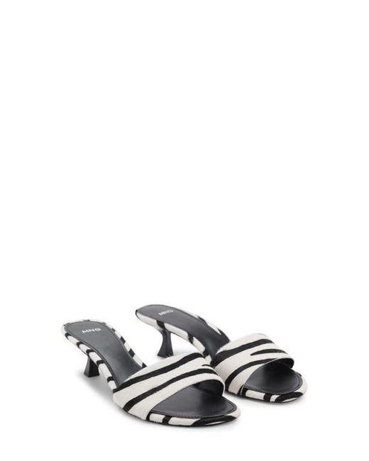 Mango Genuine Calf Hair Slide Sandal in White | Lyst