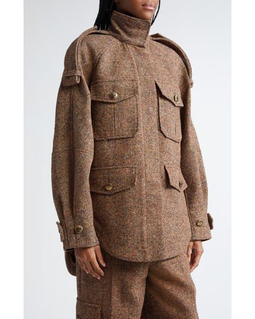 Zimmermann Oversized Tweed Utility Field Jacket in Brown | Lyst