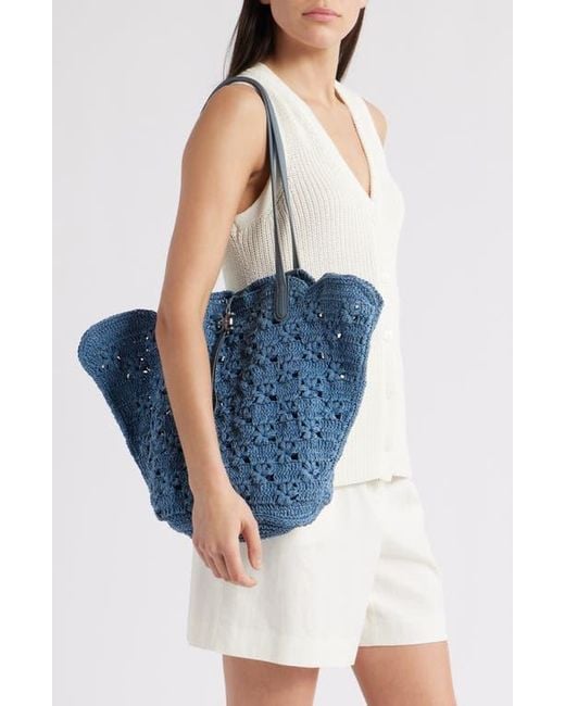 Sam Edelman Layla Floral Raffia Tote Bag in Blue | Lyst