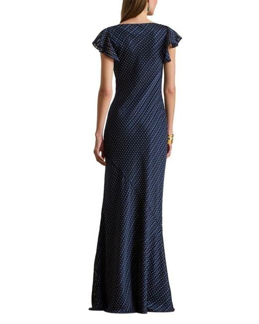 Ralph Lauren Lusita Burnout Cowl Neck Gown in Blue | Lyst