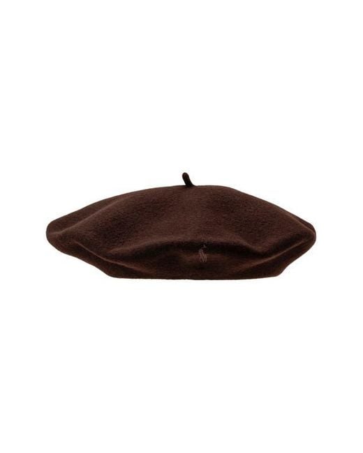 Polo Ralph Lauren Icons Wool Beret in Brown | Lyst