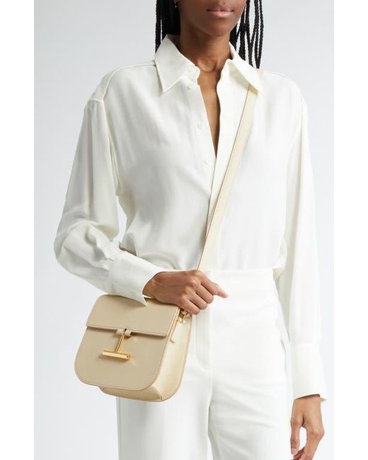 Tom Ford Mini Tara Grained Leather Crossbody Bag in Natural | Lyst