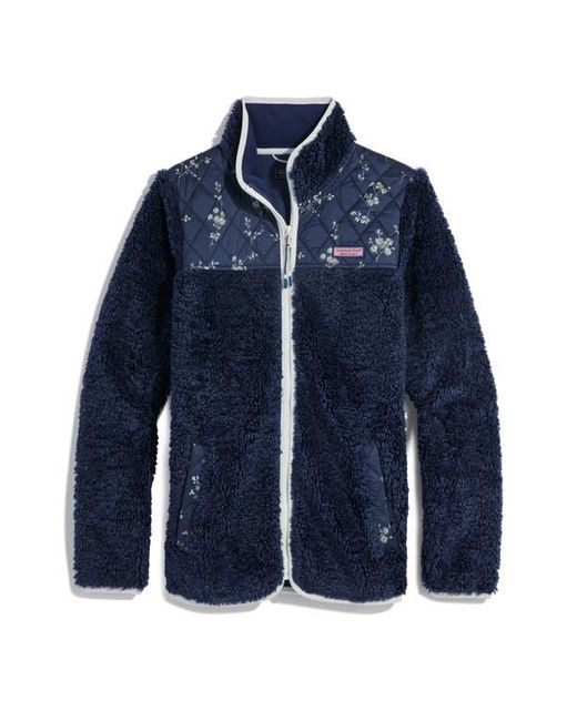 Vineyard Vines Quilted High Pile Fleece Jacket in Blue | Lyst