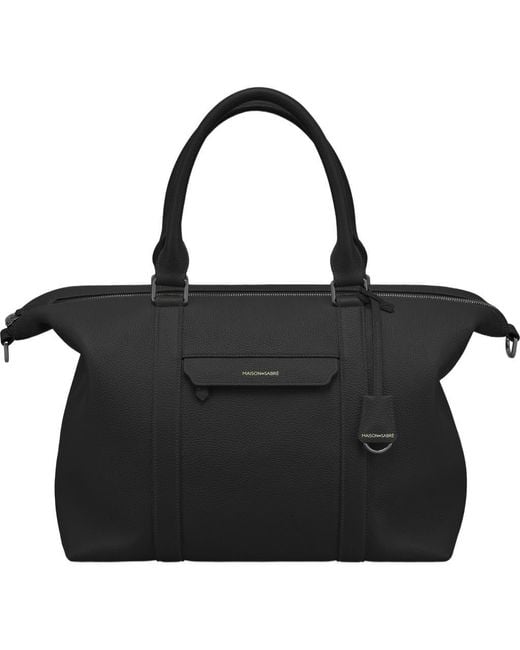 Maison De Sabre Large Leather Weekender Bag in Black | Lyst