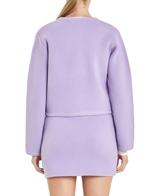 English Factory Crop Knit Cardigan in Purple | Lyst