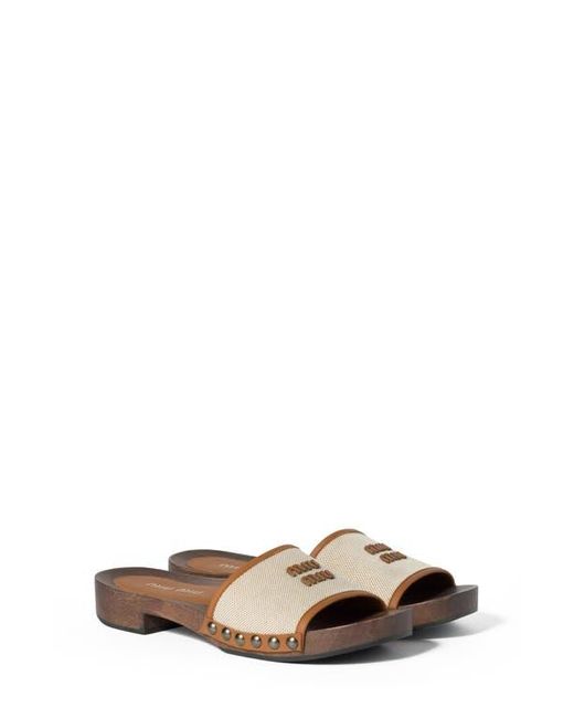 Miu Miu Logo Clog Slide Sandal | Lyst