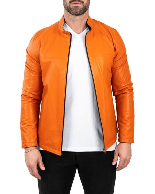 Maceoo Reversible Leather Jacket in Orange for Men | Lyst