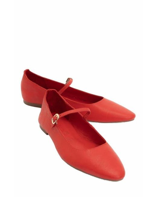 Forever & Always Shoes Lara Leather Mary Jane Flats in Red | Lyst