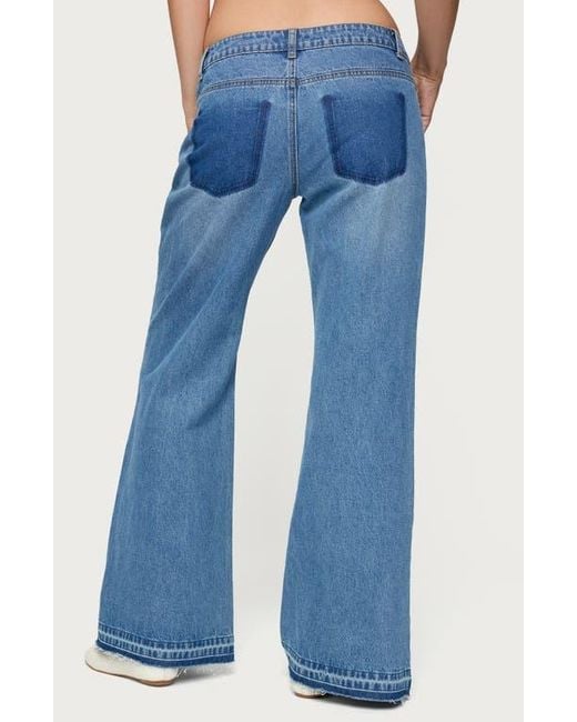 Edikted Nerissa Low Rise Flare Jeans in Blue | Lyst
