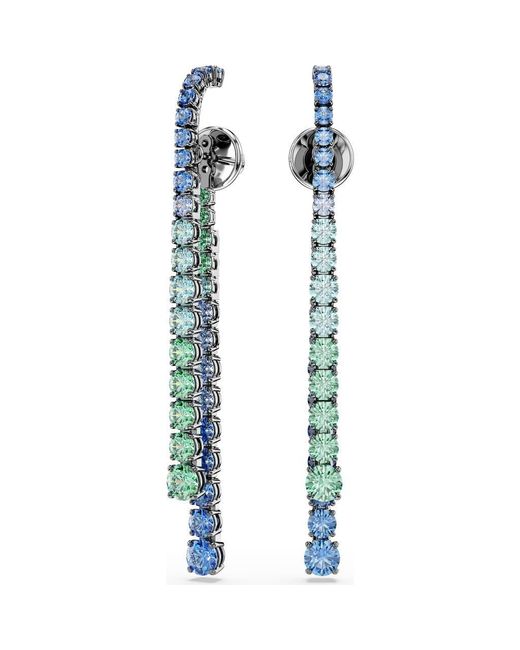 Swarovski Matrix Crystal Linear Drop Earrings in Blue | Lyst
