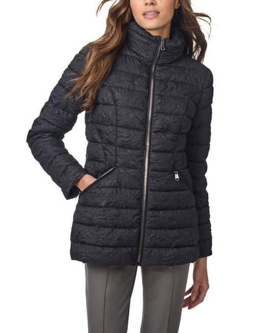 Bernardo Jacquard Puffer Jacket in Black | Lyst