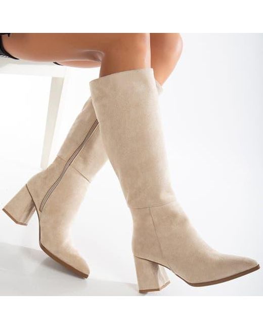 Forever & Always Shoes Valerie Knee High Boots in Natural | Lyst