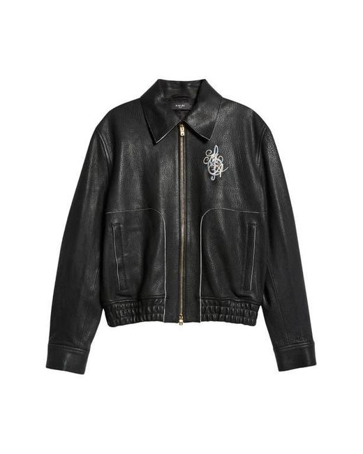 Amiri Ma Music Note Patch Leather Bomber Jacket in Black for Men | Lyst