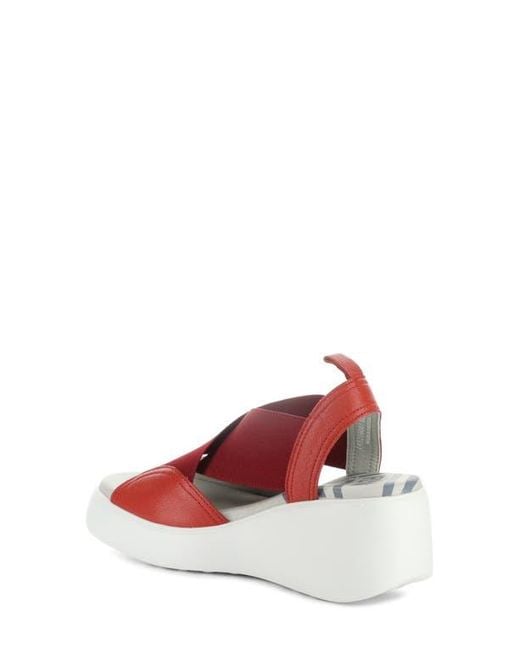 Fly London Daif Platform Wedge Sandal in Red | Lyst