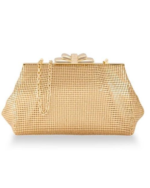 Whiting & Davis Blake Bow Clutch in Metallic | Lyst