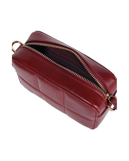 HYER GOODS Upcycled Leather Quilted Camera Bag in Red | Lyst
