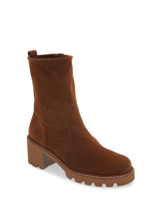 Paul Green Suede Lug Sole Utility Boots in Brown | Lyst
