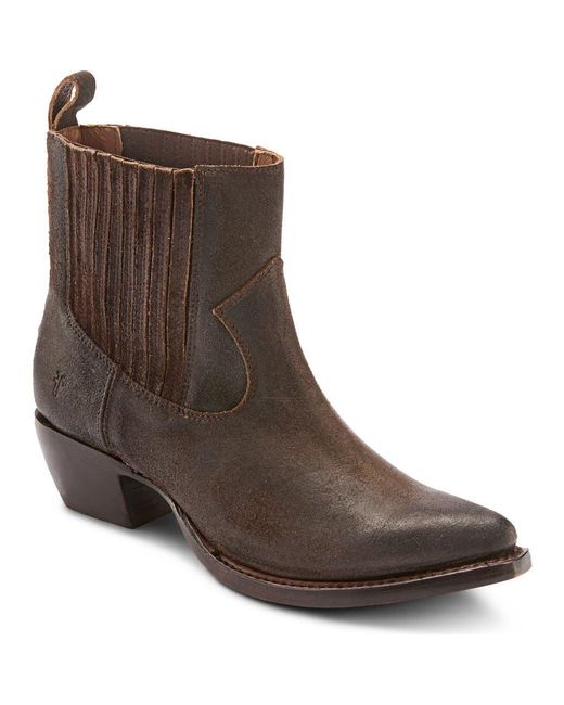 Frye Sacha Western Chelsea Boot in Brown | Lyst