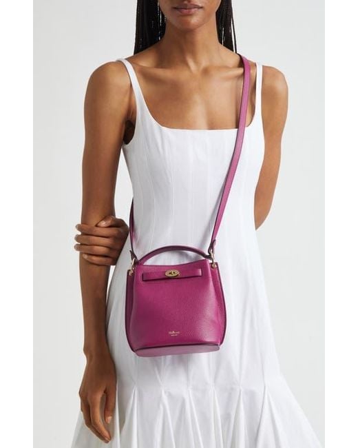 Mulberry Mini Islington Leather Bucket Bag in Purple | Lyst