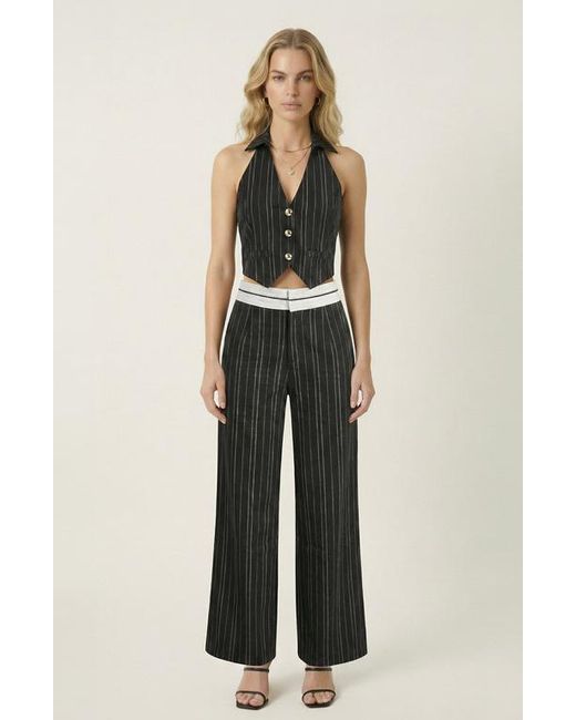 Modenaire Pinstripe Halter Vest And Wide Leg Pants Set | Lyst