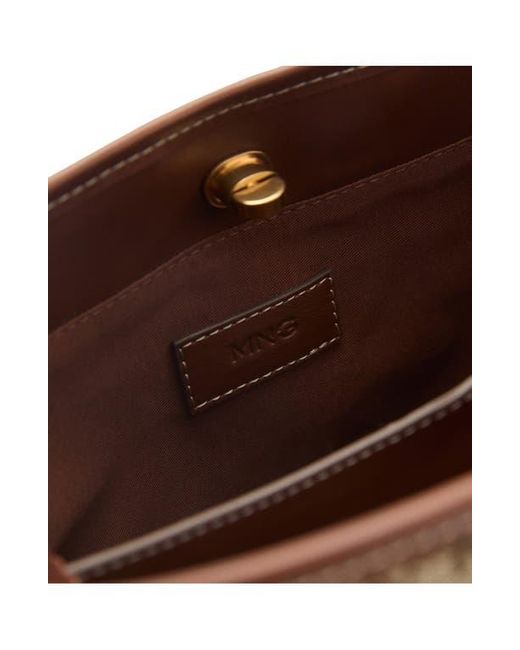 Mango Medium Logo Jacquard Shopper Bag in Brown | Lyst