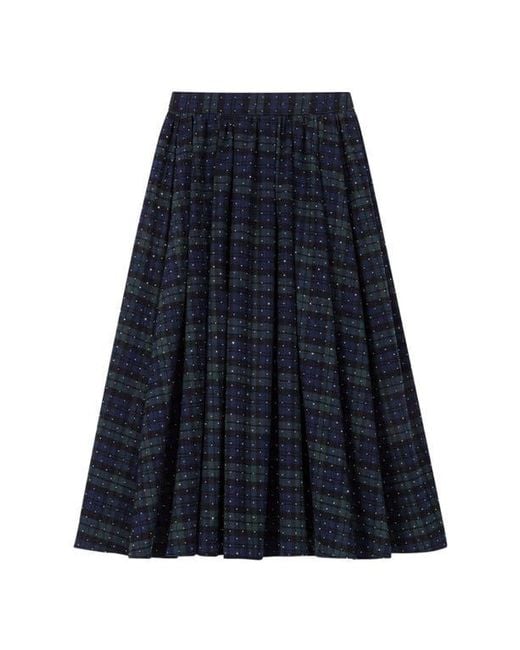 Maje Check Skirt With Rhinestones in Blue | Lyst